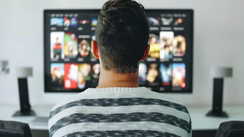 Man Browsing Content on His Computer at Home Stock Photo - Image of ...