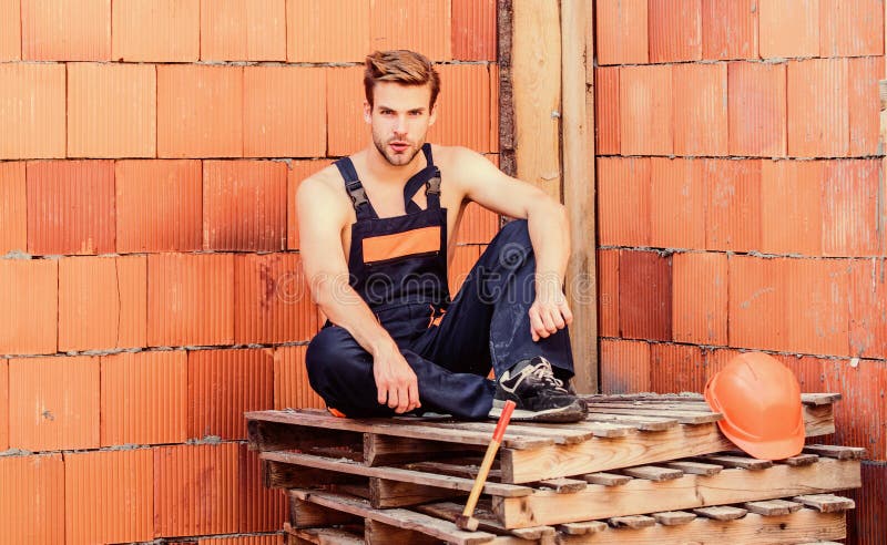 Man Build Own House. Perform Basic Tasks. Masculinity Concept. Break ...