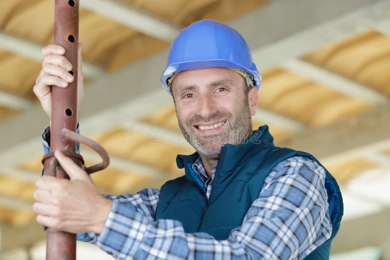 Man Builder Fixing Metal Structure Stock Image - Image of heating ...