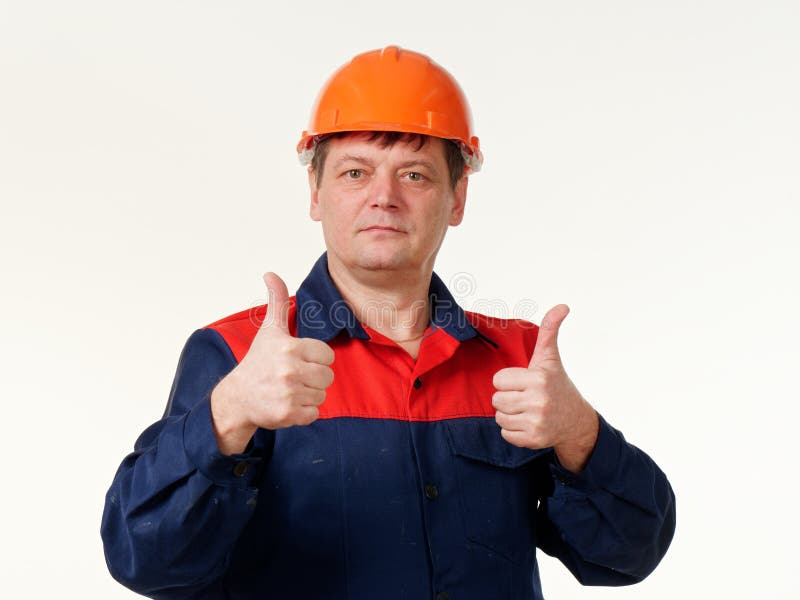 Man in Builder Overalls on White Background Stock Photo - Image of ...