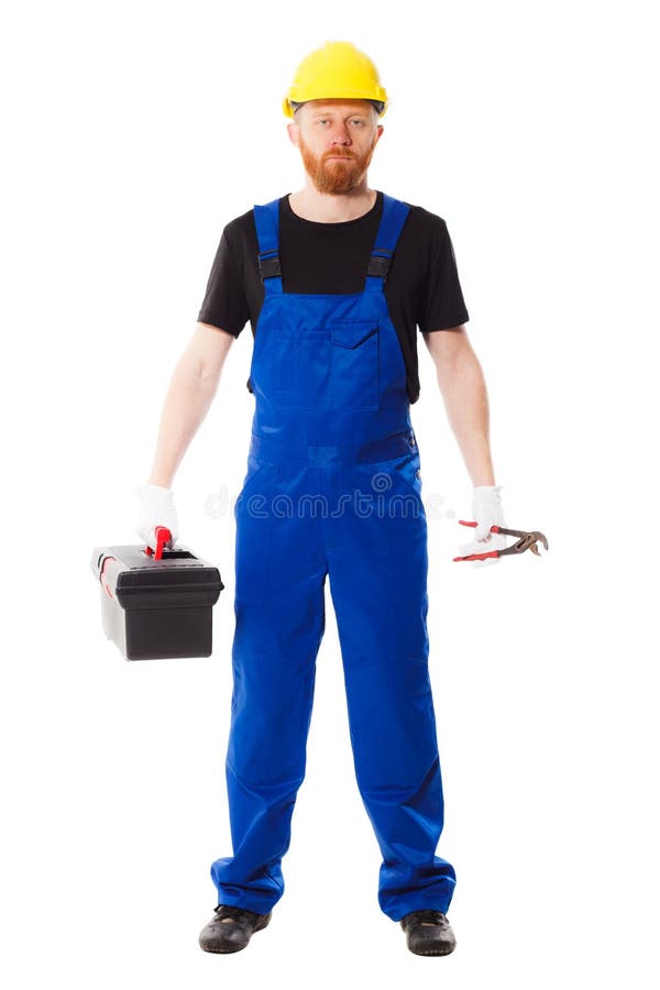 Man Builder in the Uniform, Isolated Stock Photo - Image of household ...