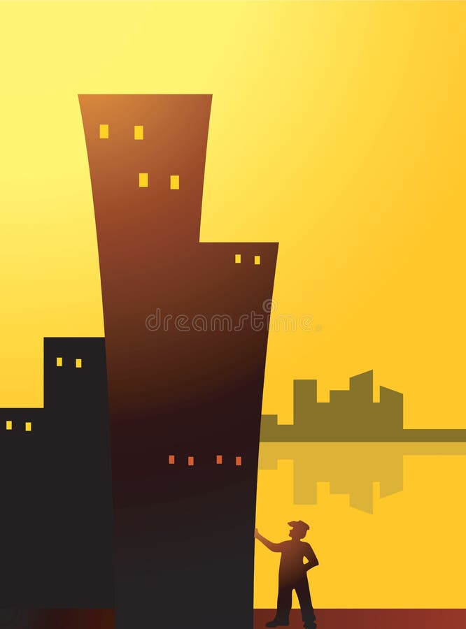 Man beside the building stock vector. Illustration of flat - 3445902