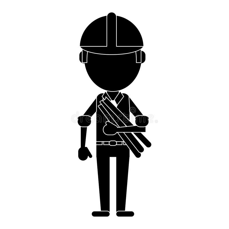 Man Building Construction Plans Helmet Pictogram Stock Vector ...