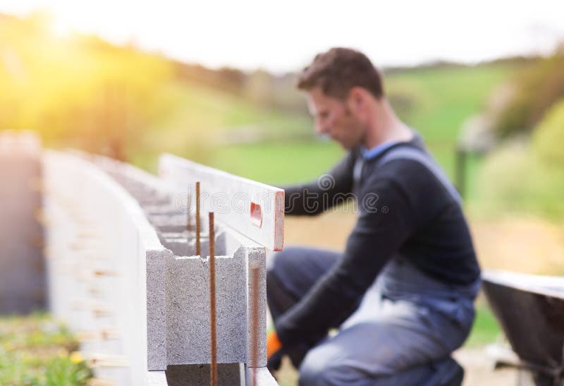 Man building a house stock photo. Image of outside, tool - 55148842