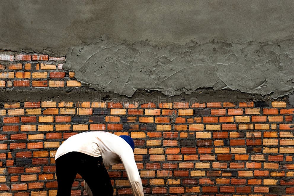 Man building wall stock image. Image of asia, hand, working - 55194091