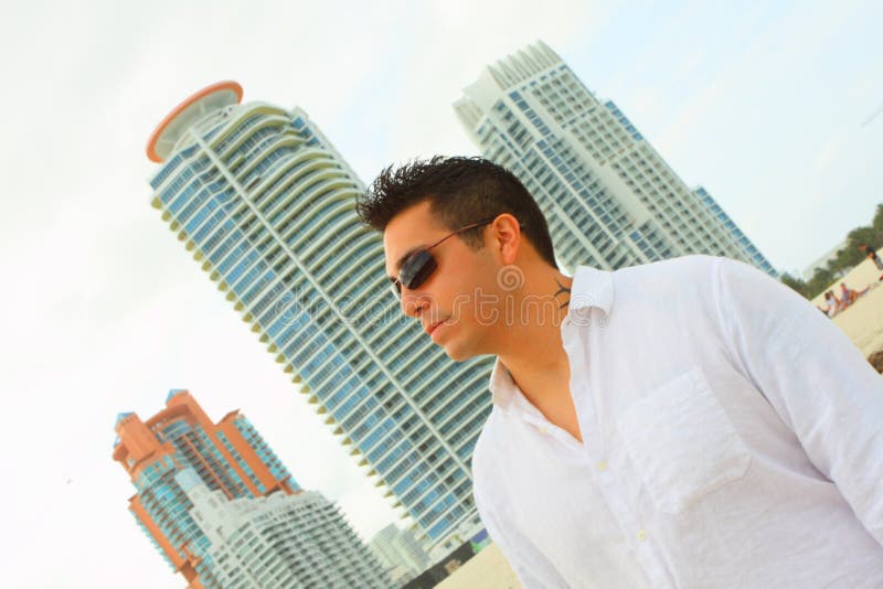 Man And Buildings In The Background Picture. Image: 4677339