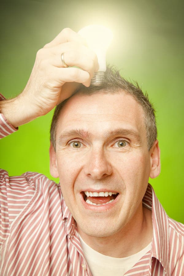 Man with bulb stock photo. Image of energy, present, ambitious - 32053406