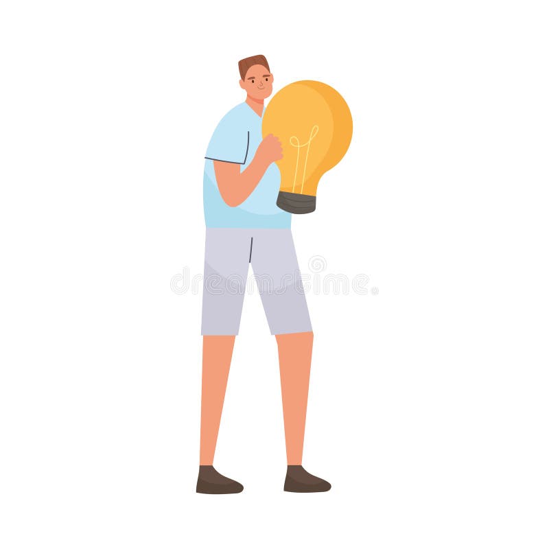 Man with bulb light stock vector. Illustration of vector - 273202400