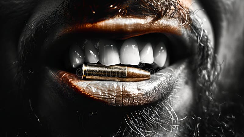 A Man with a Bullet in His Mouth Stock Photo - Image of nose, eyes ...