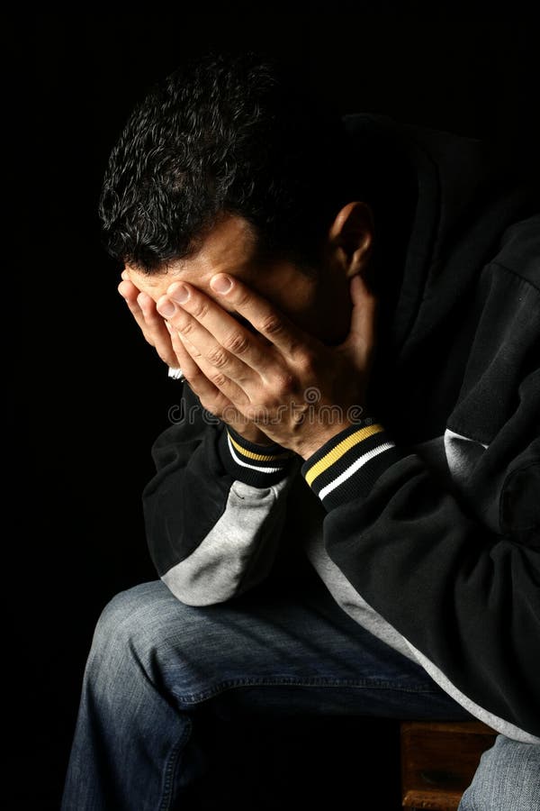 Man Buries His Face In His Hand Stock Image Image Of Fear Serious
