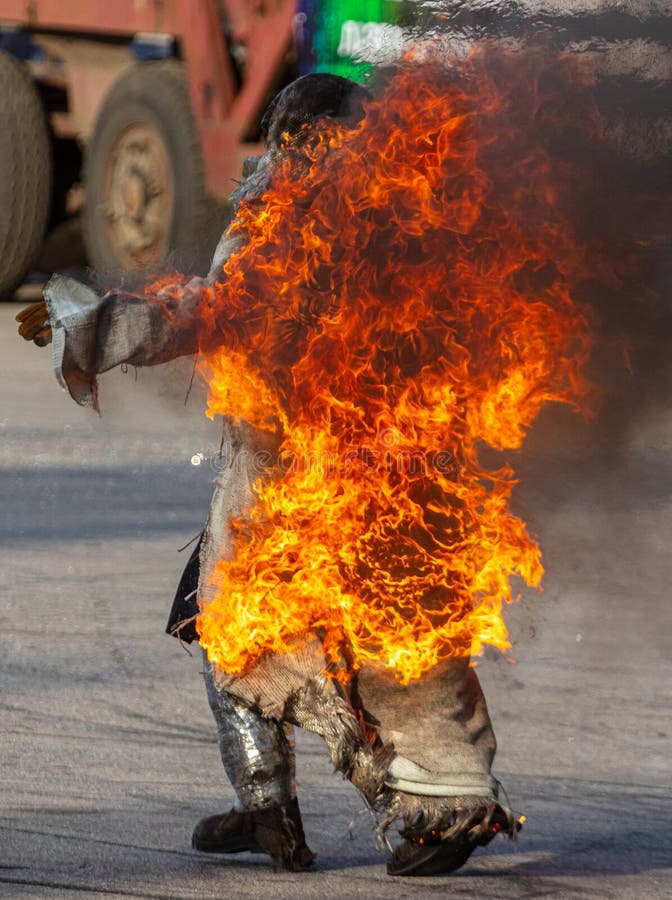 The Man Burns with a Flame of Fire. Stock Image - Image of energy ...