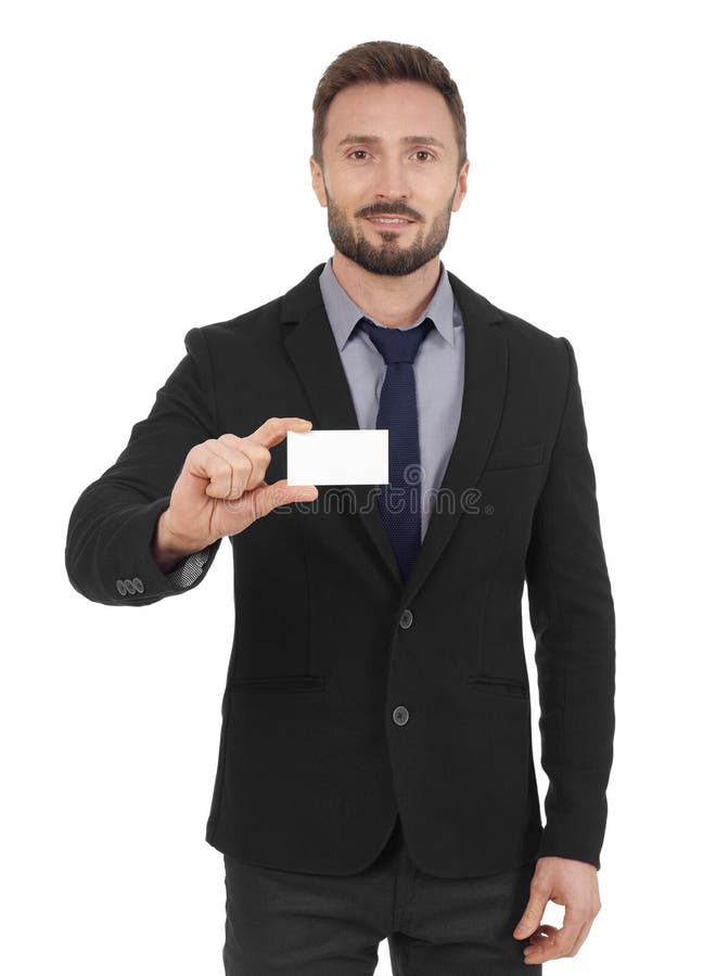 Man with business card stock image. Image of males, copy - 66377519