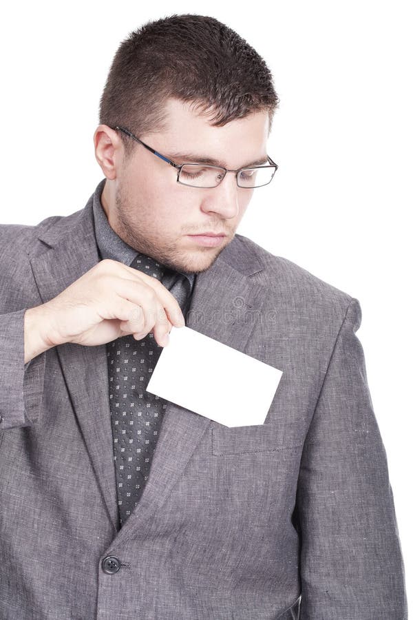 Man with Business Card in Pocket Stock Photo - Image of business, hold ...