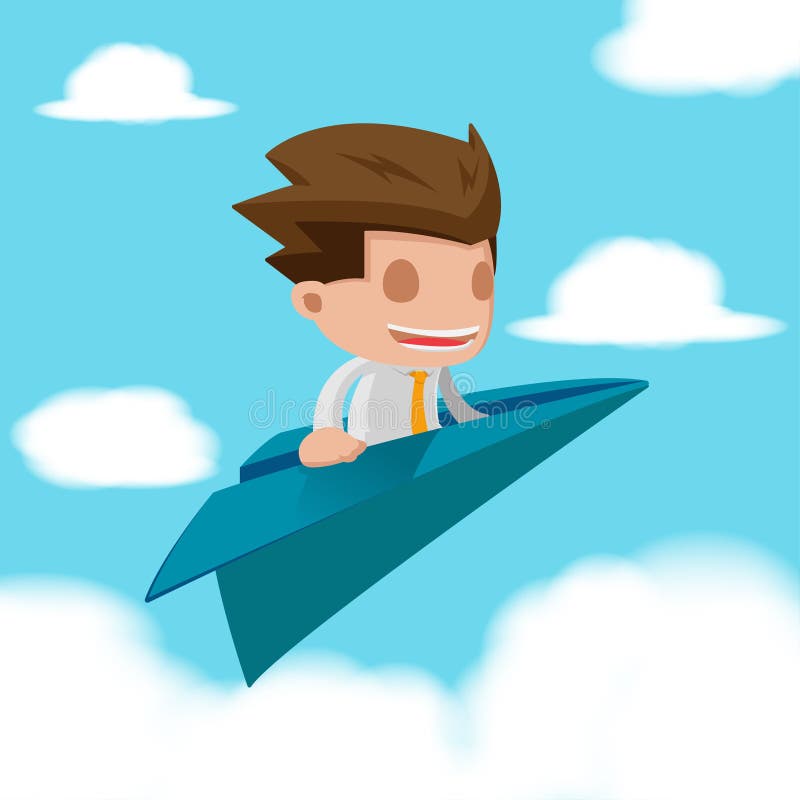 Man Business Fly Paper Plane Stock Vector - Illustration of person ...