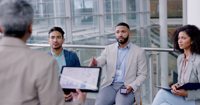 Presentation, Chart and Success with Business People for Marketing in ...