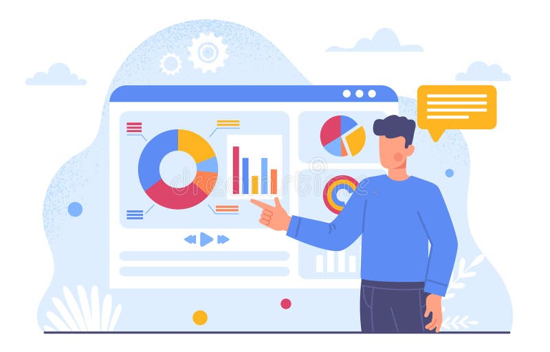 Man with Business Presentation Vector Stock Illustration - Illustration ...