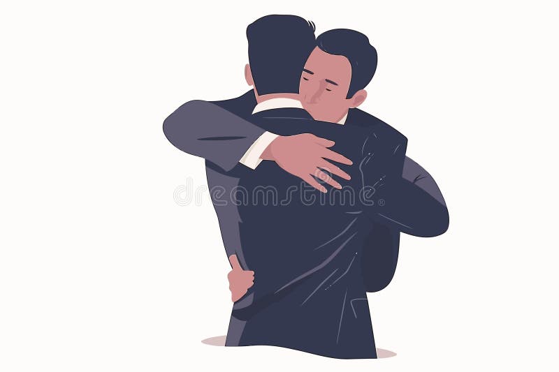 Man in Business Suit Hugging with Man Stock Image Isolated Vector Style ...