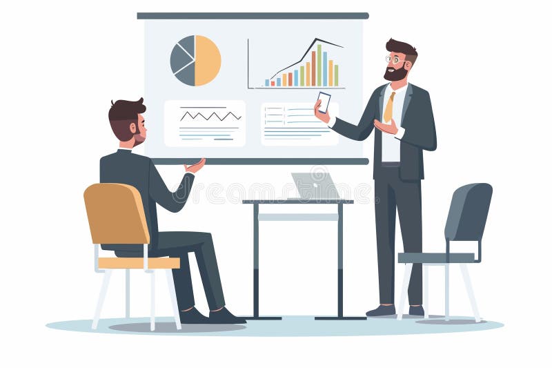 Man in Business Suit Presenting Slides Isolated Vector Style Stock ...