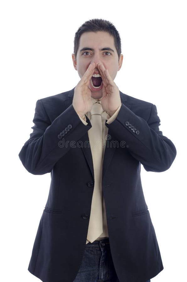 Man in Business Suit with His Hands on His Face Shouting in Desperation ...