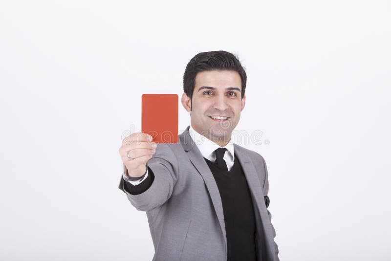 Businessman Showing Red Card Stock Photo - Image of businesspeople ...