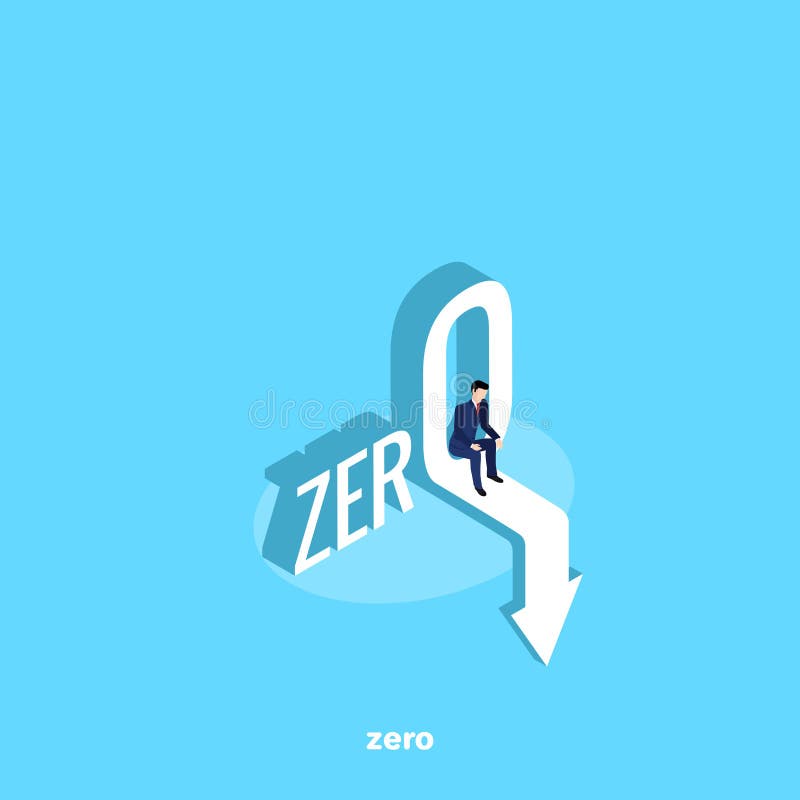 A Man in a Business Suit Sits in a Large Zero Stock Vector ...