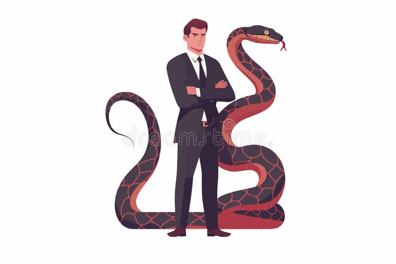 Man in Business Suit with Snake Isolated Illustration Stock Vector ...