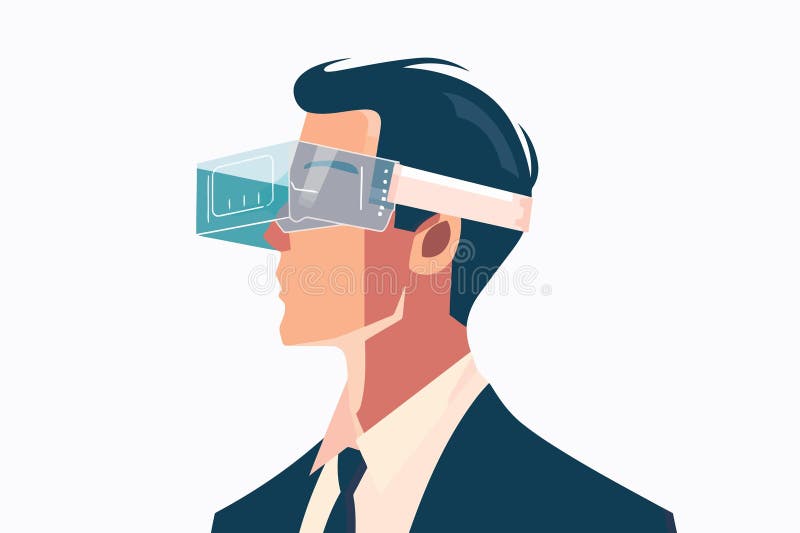 Man in Business Suit with Wearable Spatial Computer O Isolated Vector ...