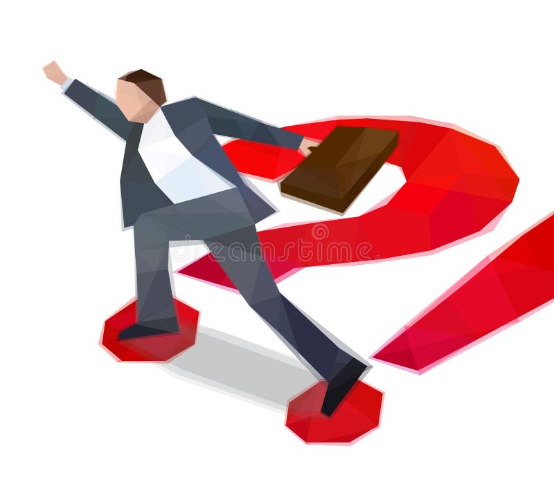 Man Business, Work, Question Mark Exclamation, Vector Stock Vector ...