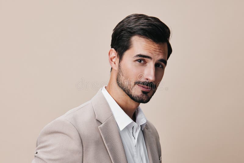 Happy Man Copyspace Portrait Handsome Suit Smiling Beard Business ... Happy Man Copyspace Portrait Handsome Suit Smiling Beard Business ...