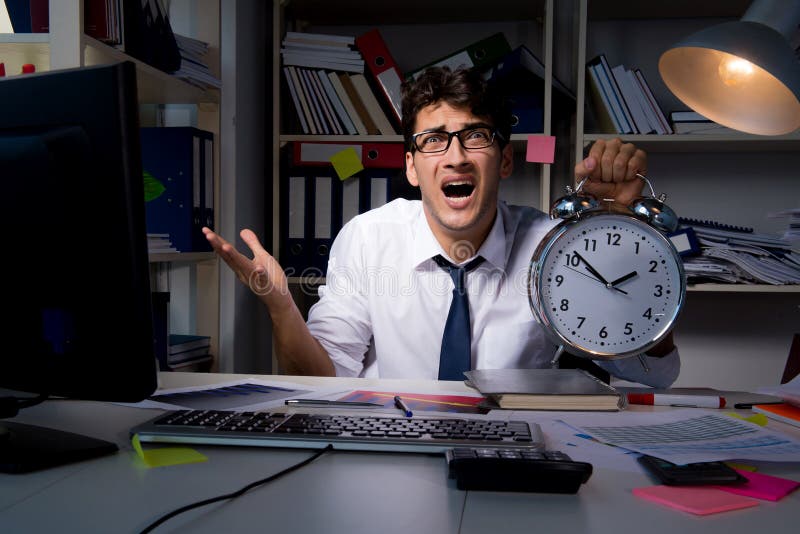 The Man Businessman Working Late Hours in the Office Stock Image ...