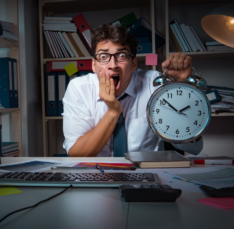 Man Businessman Working Late Hours In The Office Stock Photo - Image of ...