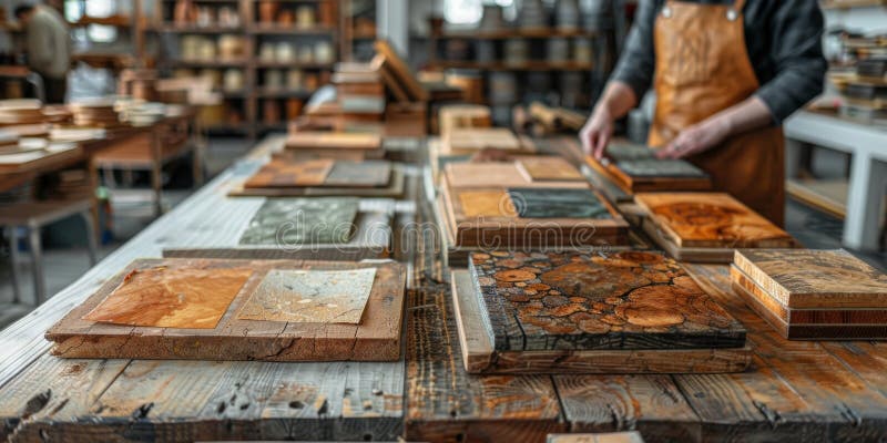 Woodworker Making Wooden Table Cabinet Maker Working Stock Photos ...