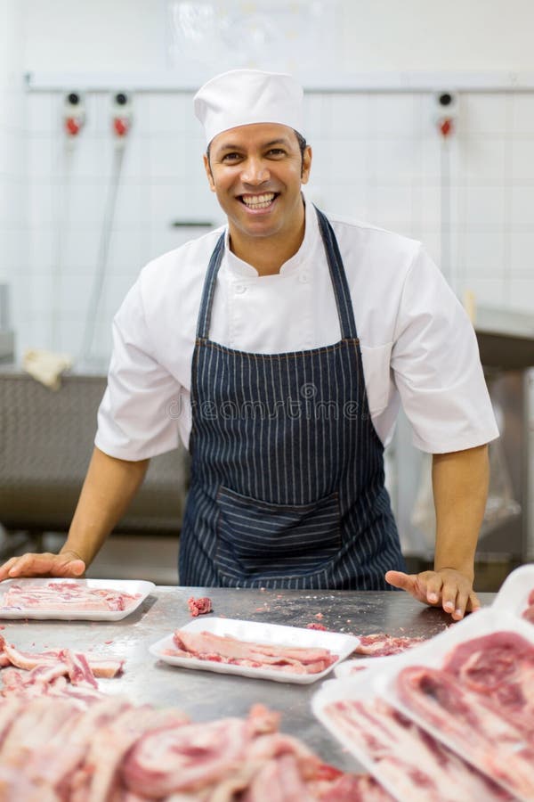 Man butcher-shop stock image. Image of market, adult - 66567297