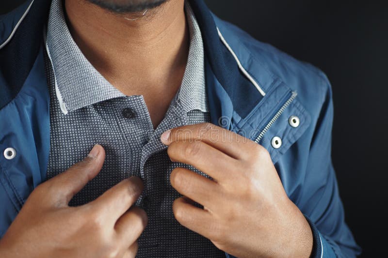 Man Buttoning His Shirt Close Up Stock Image - Image of hurry, friendly ...