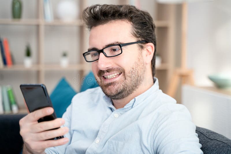 Man Buying Online with App and Smart Phone Stock Image - Image of ...