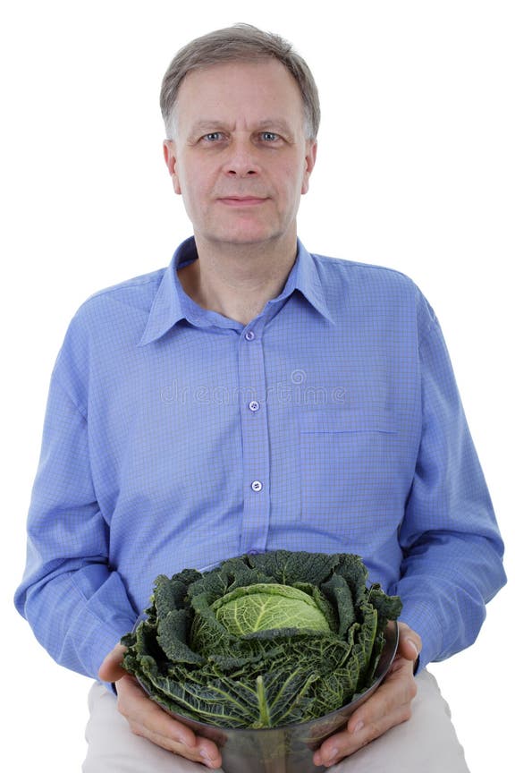 Man with cabbage stock photo. Image of sitting, people - 25077148