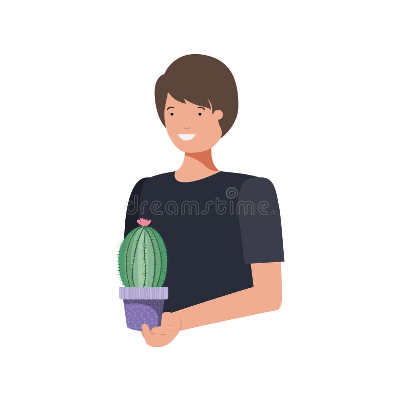 Man with Cactus Avatar Character Stock Vector - Illustration of florist ...