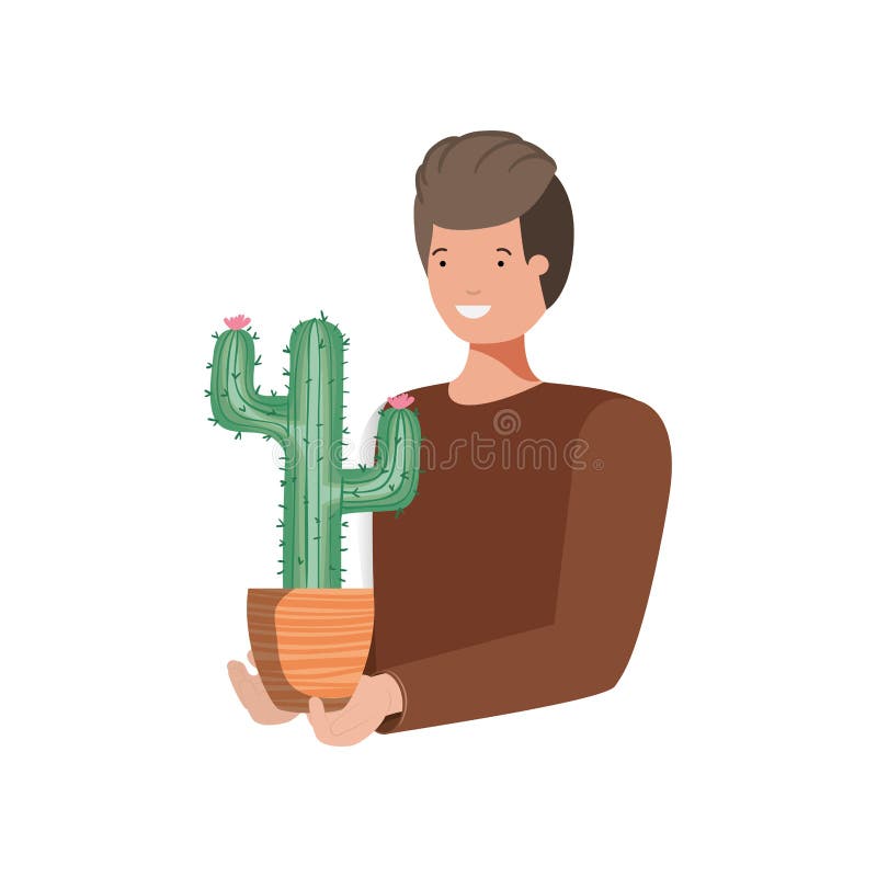 Man with Cactus Avatar Character Stock Vector - Illustration of botany ...