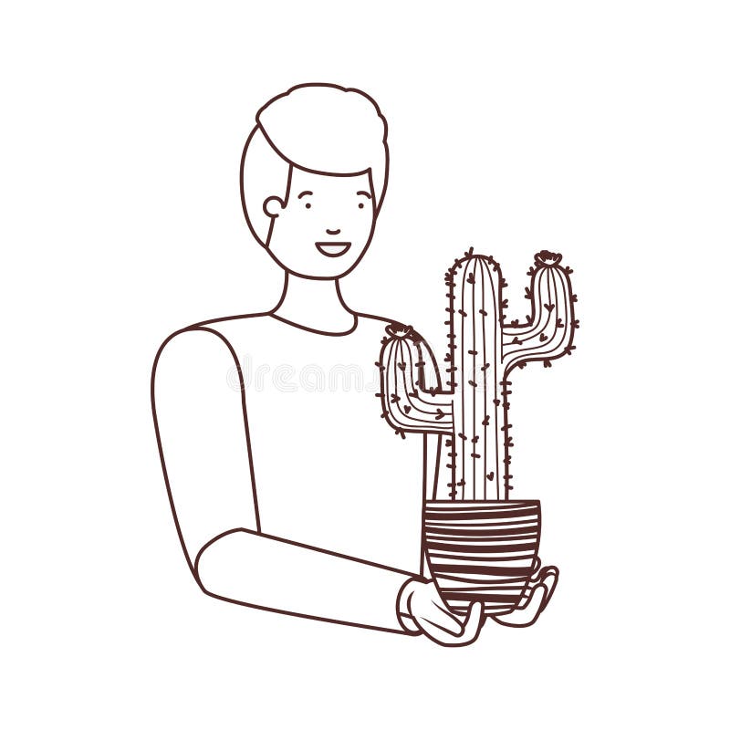 Man with Cactus Avatar Character Stock Vector - Illustration of botanic ...