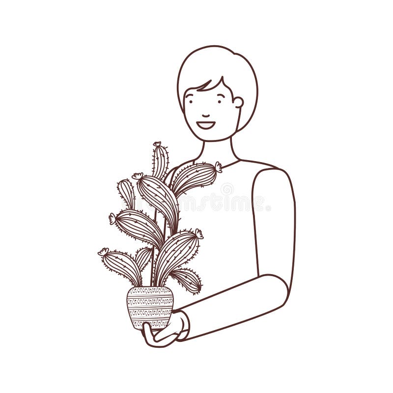 Man with Cactus Avatar Character Stock Vector - Illustration of botany ...