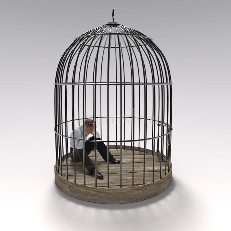 Man in the cage stock illustration. Illustration of concept - 59211915
