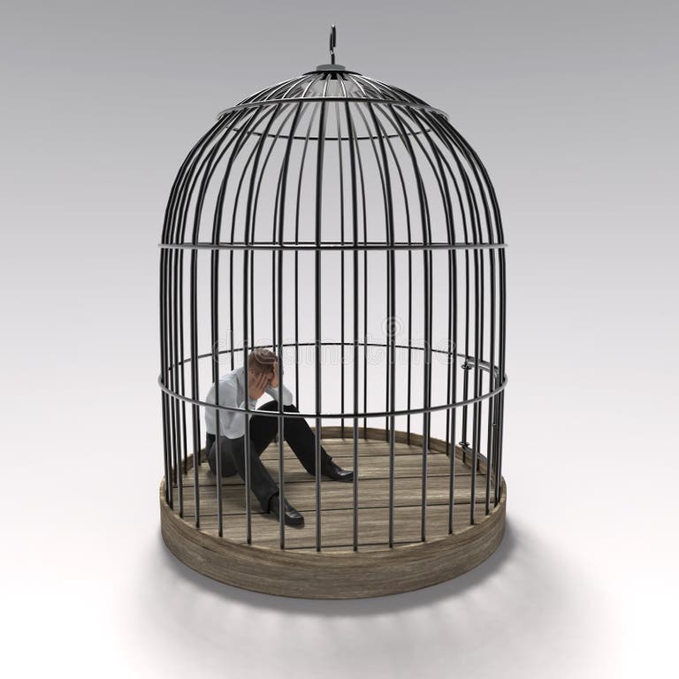 Man in the cage stock illustration. Illustration of concept - 59211915