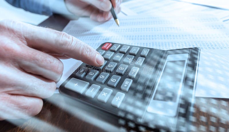 Man Doing His Accounting; Multiple Exposure Stock Photo - Image of ...