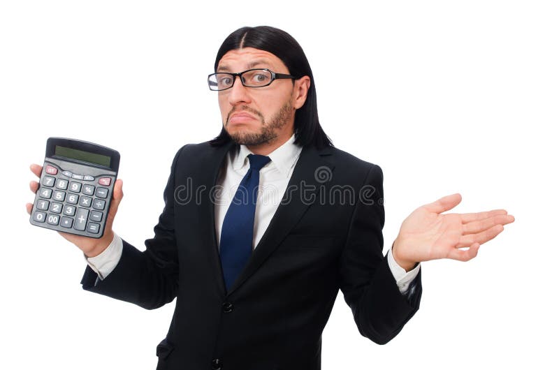 The Man with Calculator Isolated on White Stock Image - Image of ...