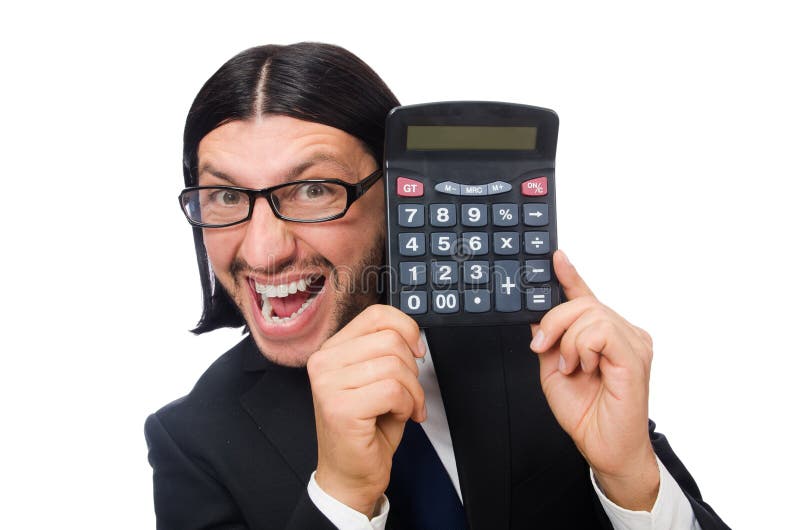 The Man with Calculator Isolated on White Stock Image - Image of ...