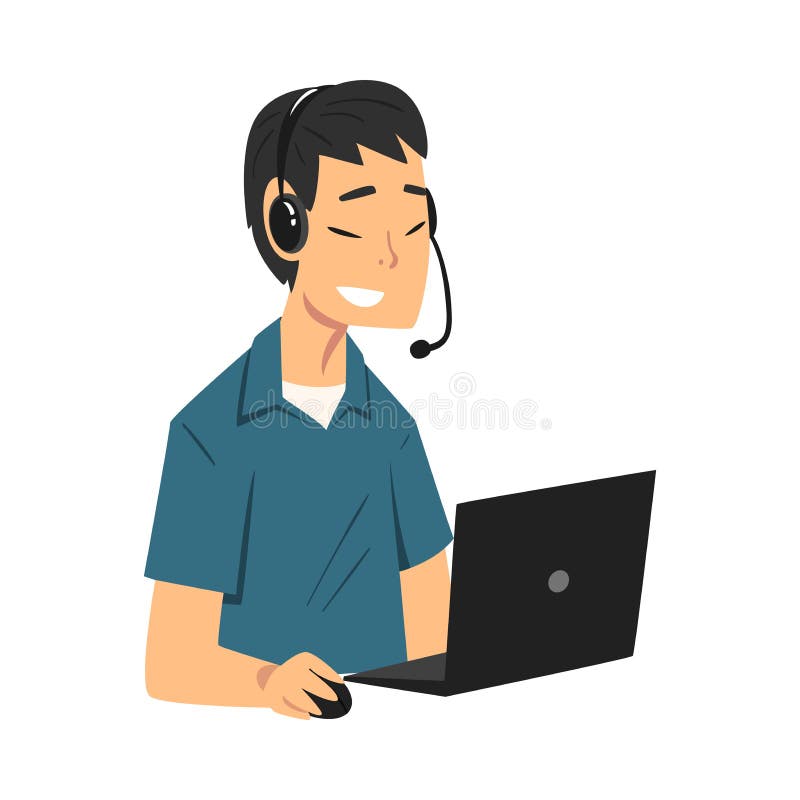 Man Call Center Operator, Customer Support Service Assistant with ...