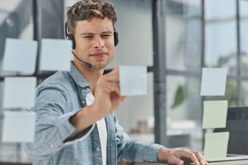 Business Man, Call Center and Web Support Communication at a Computer ...