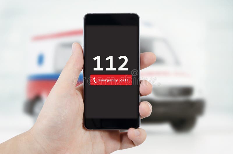 Emergency Call 112 on an Ambulance Stock Image - Image of alarm ...