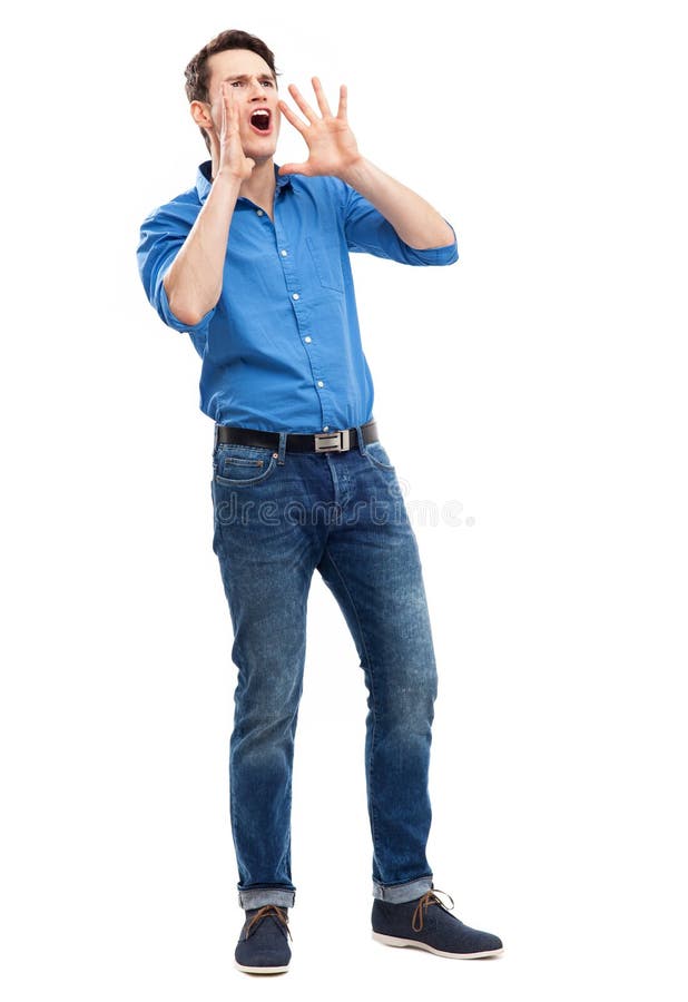 Man Calling Hands Near His Mouth Stock Photos - Free & Royalty-Free ...