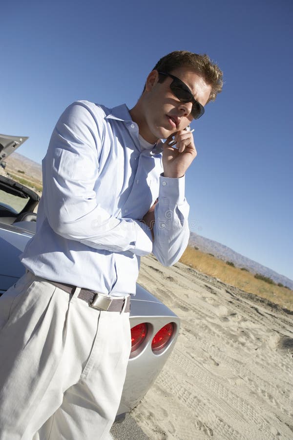 Man Calling for Help stock image. Image of phone, damage - 29651021